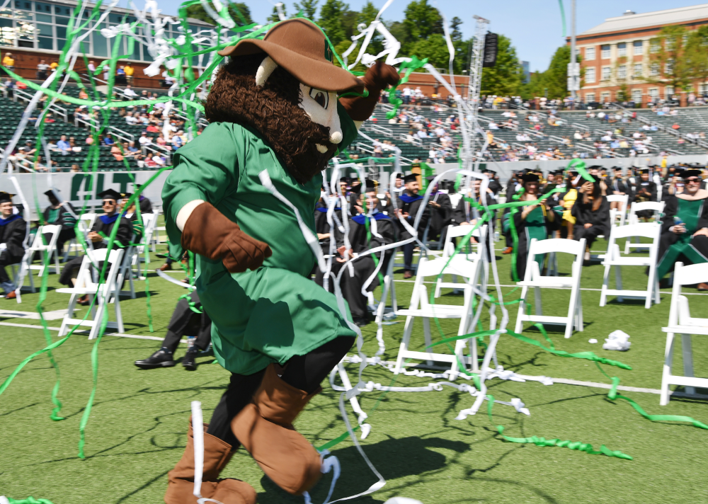 COMMENCEMENT - MASCOT ON FIELD - University Communications