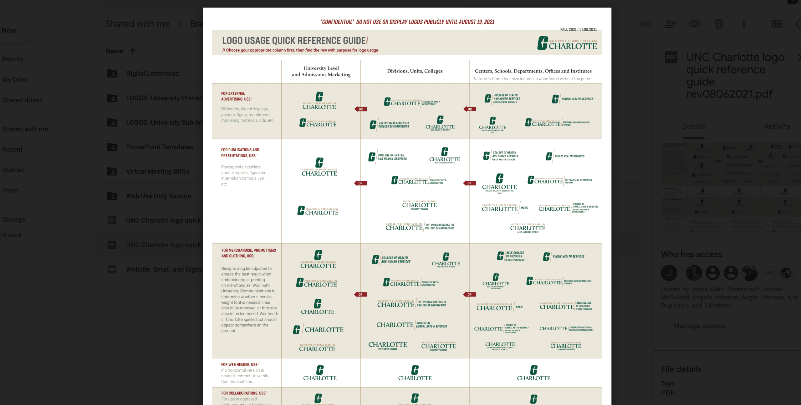 UNC Charlotte logo quick reference guide rev08062021.pdf - University ...